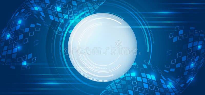 Abstract Global Sci-fi Concept. Digital Internet Communication on Blue ...