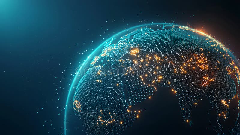 Abstract Globe Design with Continents Braille Dots Over a Blue ...