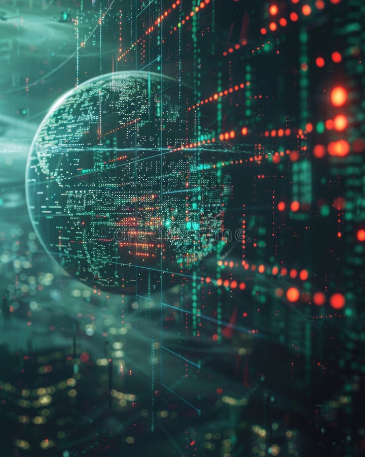 Abstract Globe with Digital Network Connections in a Futuristic ...