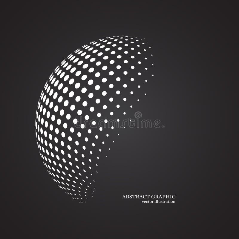 Abstract Globe Dotted Sphere, 3d Halftone Dot Effect. White Colo Stock ...