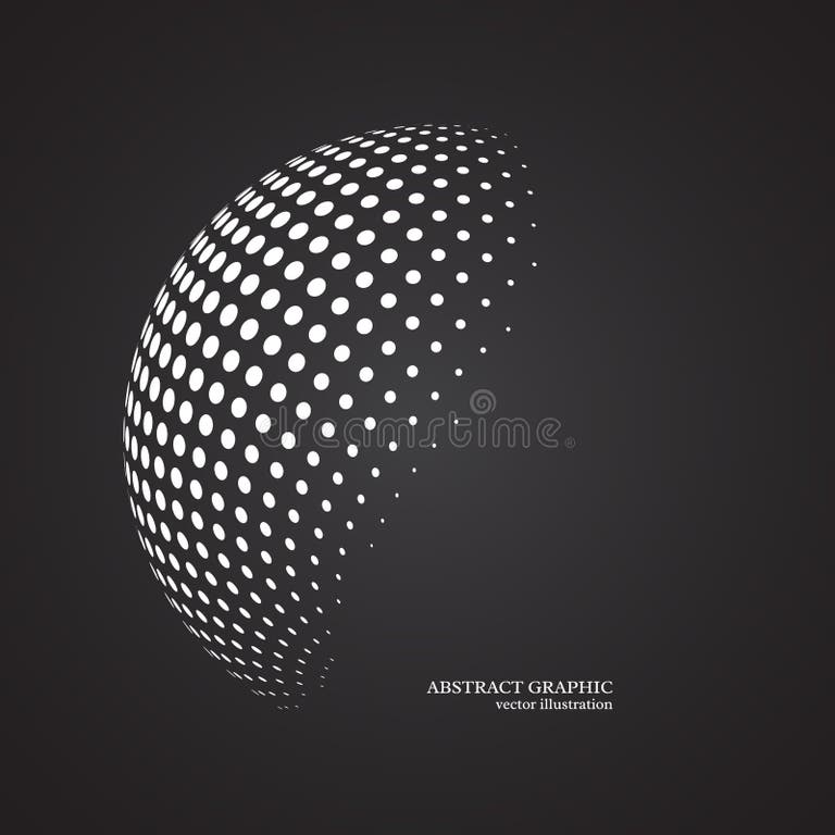 Abstract Globe Dotted Sphere, 3d Halftone Dot Effect. White Colo Stock ...