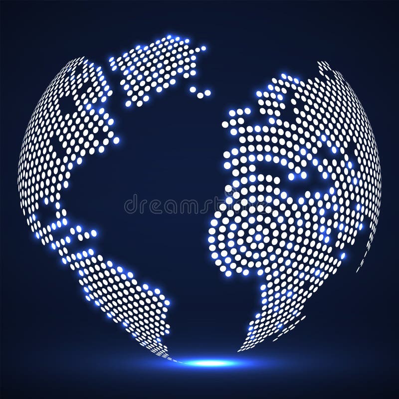 Abstract Globe Earth of Glowing Radial Dots Stock Vector - Illustration ...