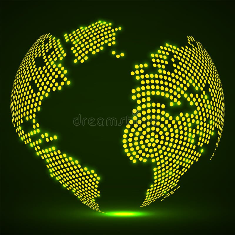 Abstract Globe Earth of Glowing Radial Dots Stock Vector - Illustration ...