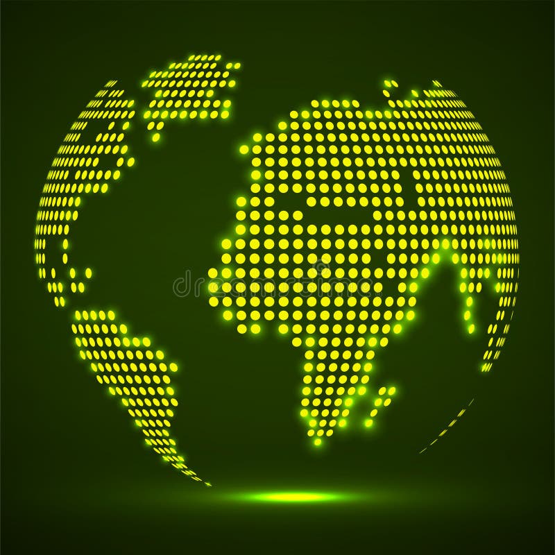 Abstract Globe Earth of Glowing Dots Stock Illustration - Illustration ...