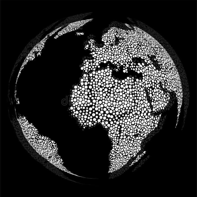 Abstract Globe Earth of Round Dots Stock Vector - Illustration of ...