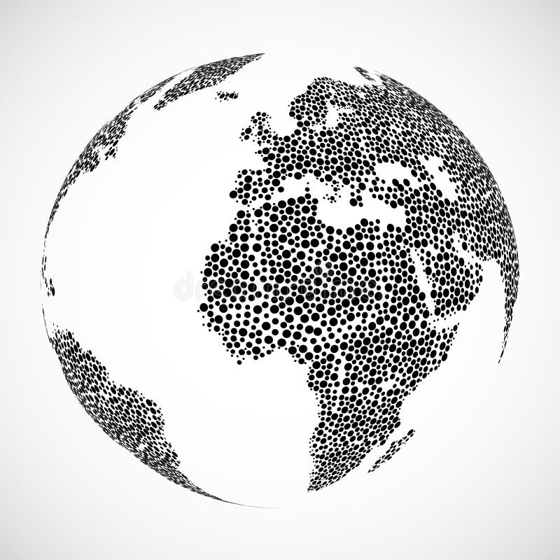 Abstract Globe Earth of Round Dots Stock Vector - Illustration of ...