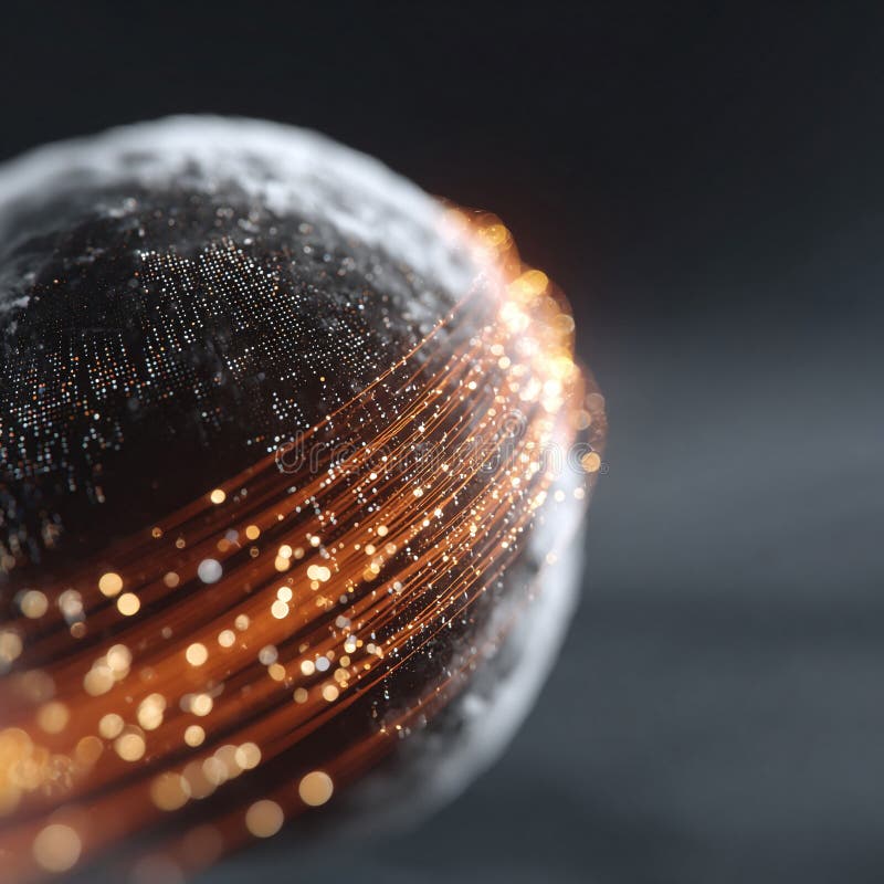 Abstract Globe Emitting Glowing Data Streams. Futuristic, Technological ...