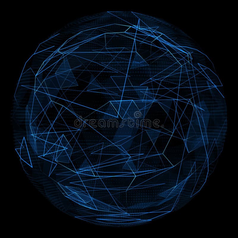 Abstract Globe Glow Blue Line and Opacity Triangle Stock Photo - Image ...