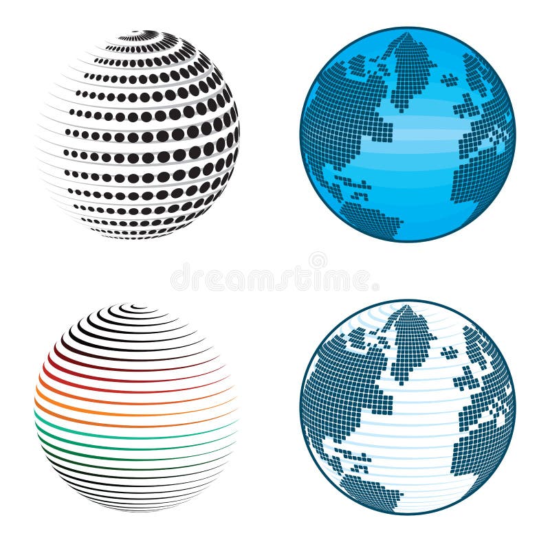 Collection of Abstract Globe Icons Stock Vector - Illustration of ...