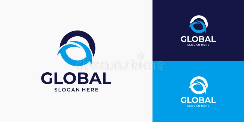 Abstract Globe Logo Design with Transverse Lines. Stock Illustration ...