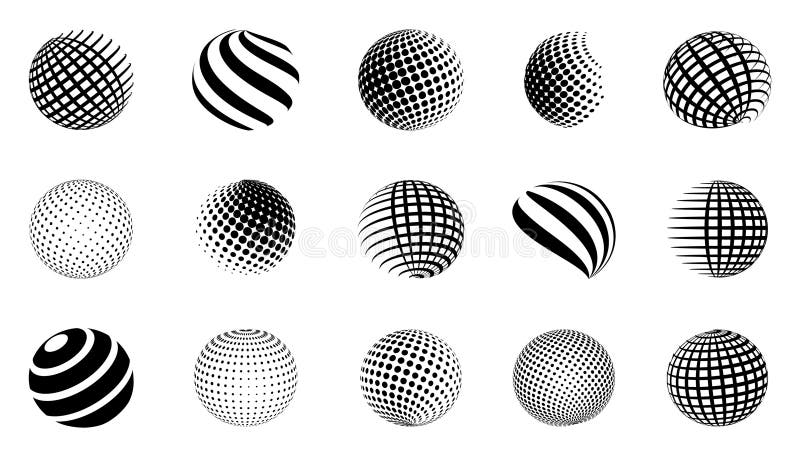 Abstract Globe Planet Collection in Different Style. 3D Spheres Logo ...