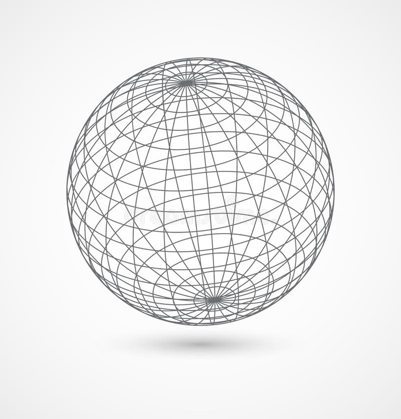 Abstract Globe Sphere from Gray Lines on White Stock Vector ...