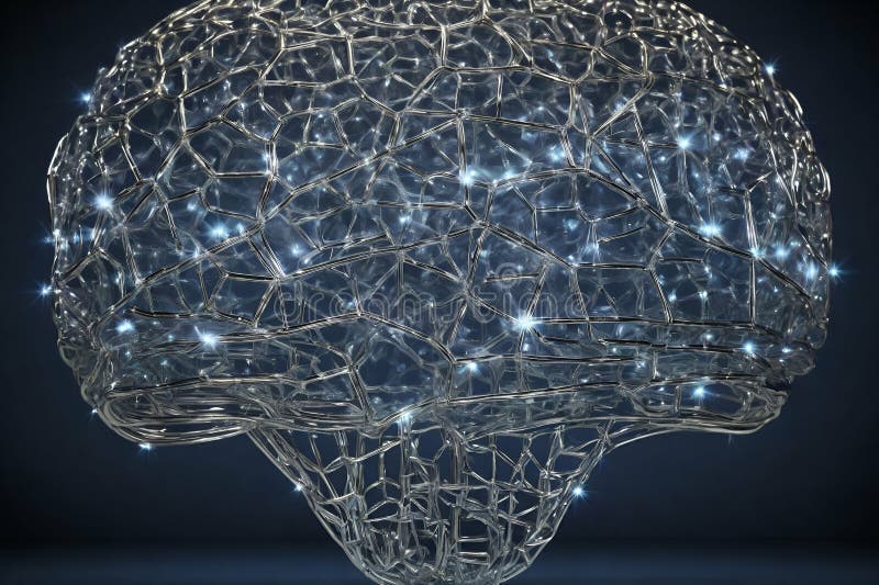 Abstract Glossy Mesh Brain with Glitter Effect Stock Illustration ...