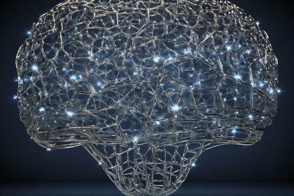 Abstract Glossy Mesh Brain with Glitter Effect Stock Illustration ...