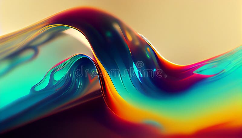 Glossy Shape with Fluid Colors. Generative AI Stock Illustration ...