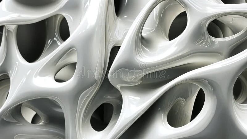 Abstract Glossy White Structure with Organic Voids and Flowing Lines ...