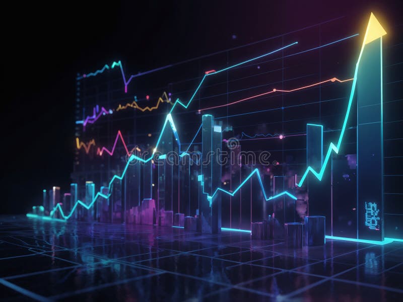 Abstract Glow Business Graph, Chart on the Background with Concept of ...