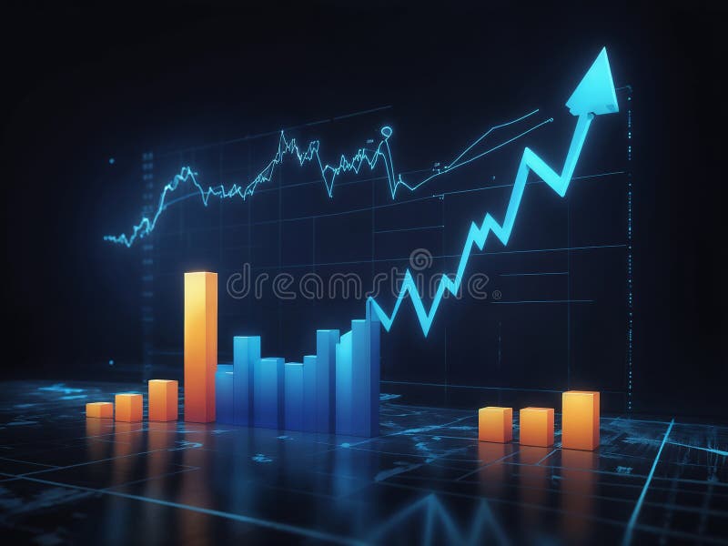 Abstract Glow Business Graph, Chart on Background with Concept of ...