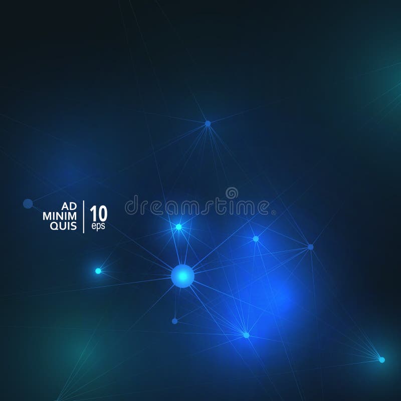 Abstract Glow Connect Shapes on Dark Blue Background. Connection ...