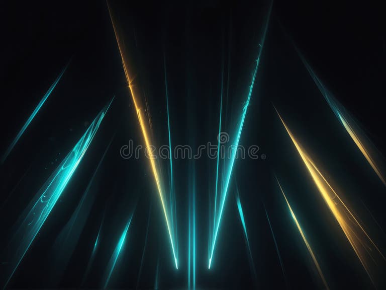 Abstract Glow Fluorescent Rays of Light on a Dark Background Stock ...