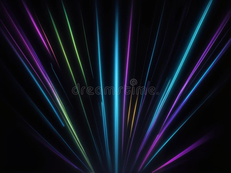 Abstract Glow Fluorescent Rays of Light on Dark Background Illustration ...