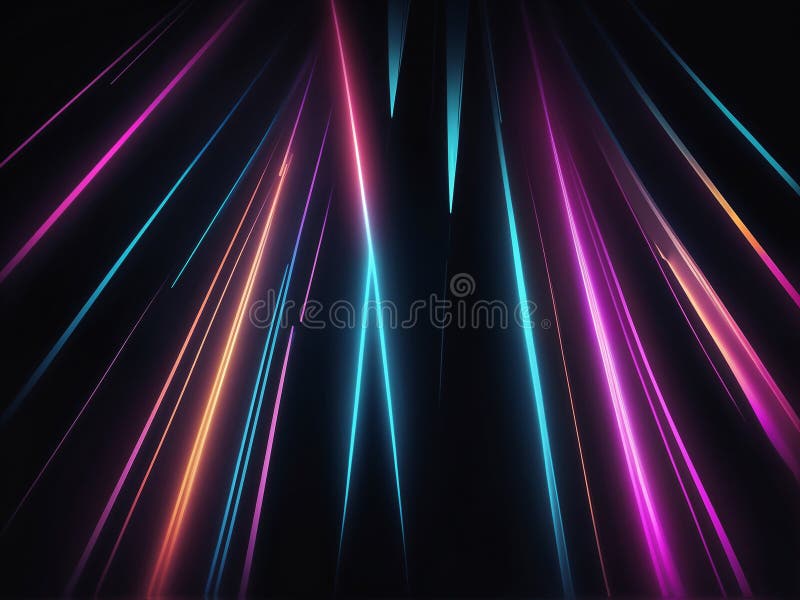 Abstract Glow Fluorescent Rays of Light on a Dark Background ...