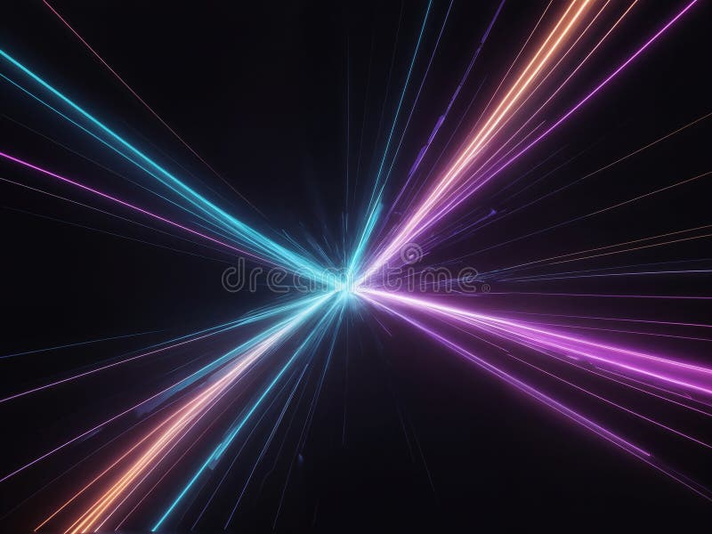 Abstract Glow Fluorescent Rays of Light Illustration on Dark Background ...