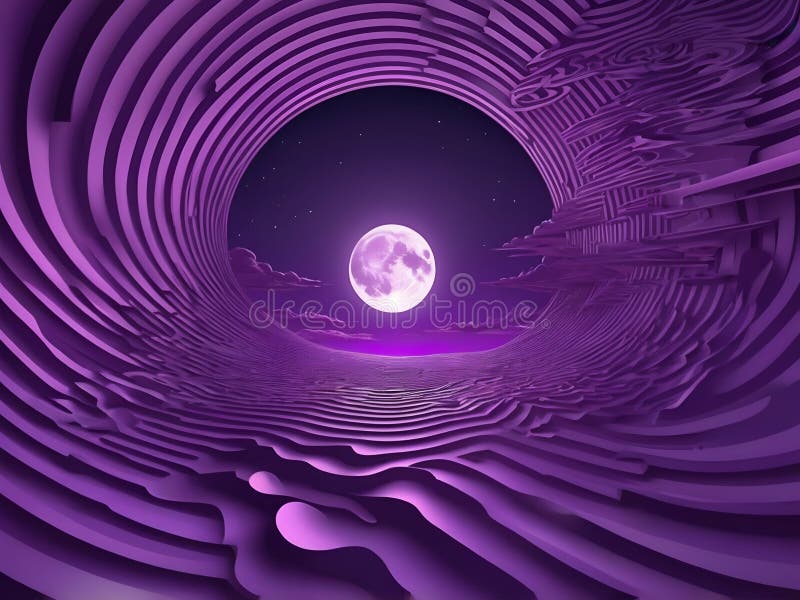 Abstract Glow Futuristic Violet Night Sky with the Full Moon. Pattern ...
