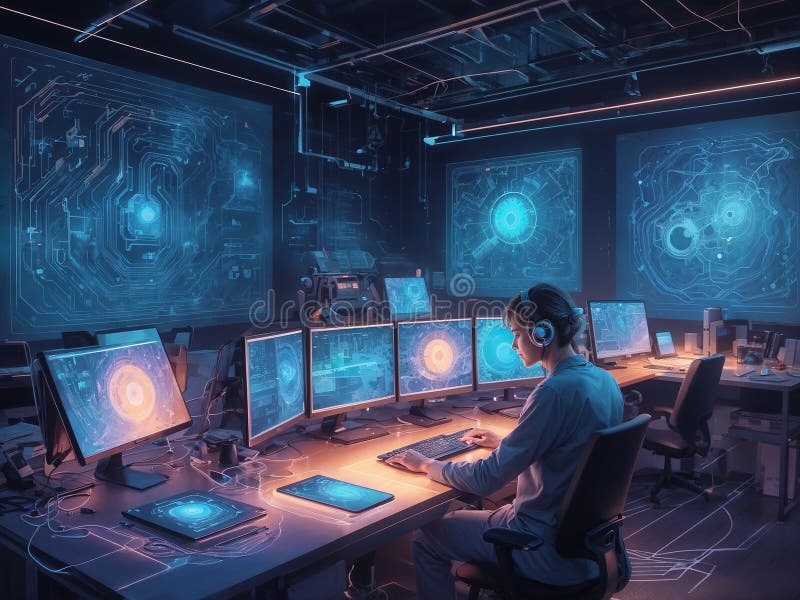 Abstract Glow Generative Ai Illustration of Technology Theme and Work ...