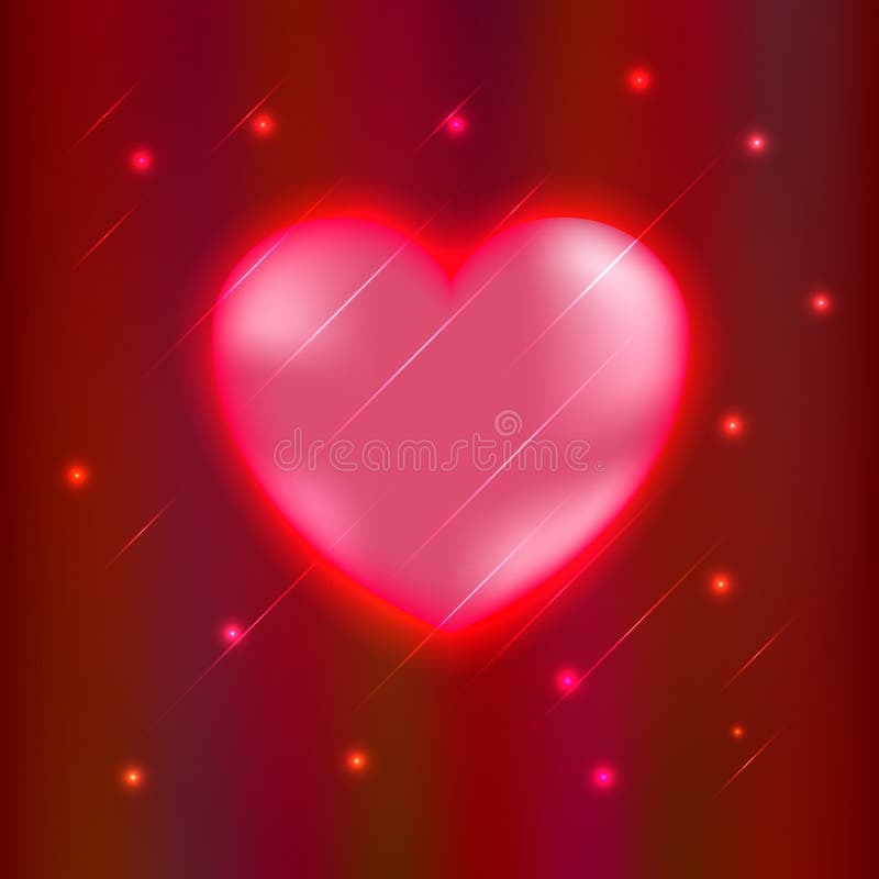 Abstract Glow Heart Isolated on Red Background Stock Vector ...