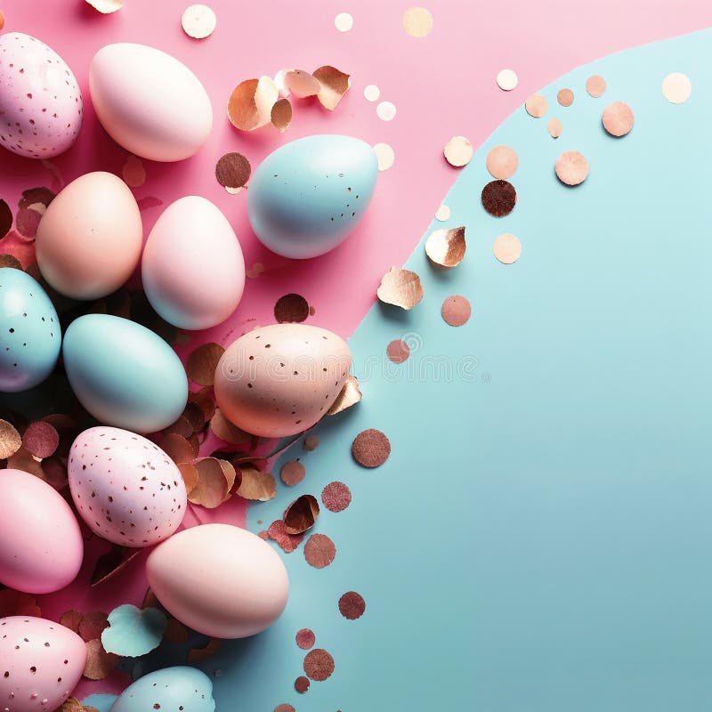 Abstract Glow Illustration Easter Composition. Easter Eggs, Confetti on ...