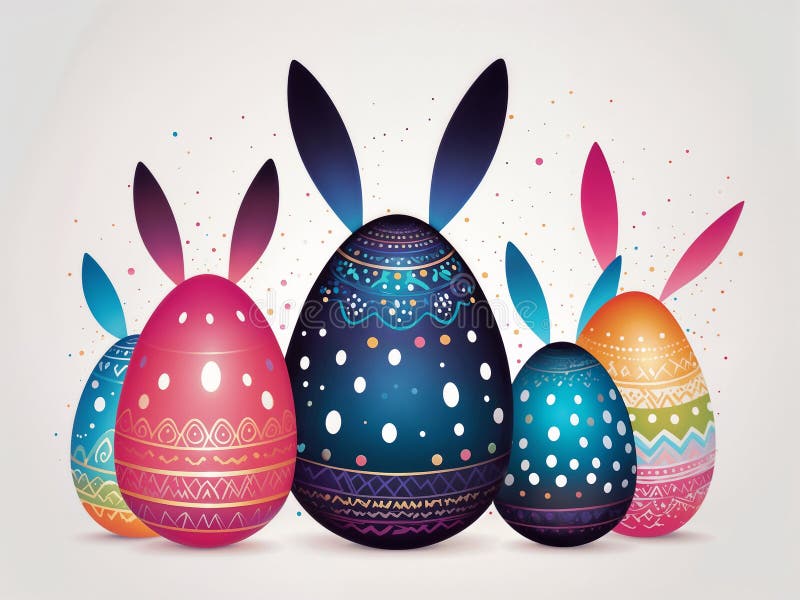 Abstract Glow Illustration of Easter Eggs Drawing by Dots Different ...