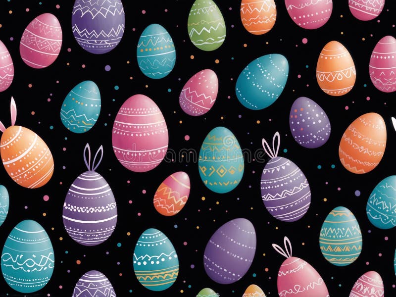 Abstract Glow Illustration of Easter Eggs Drawing by Dots Different ...