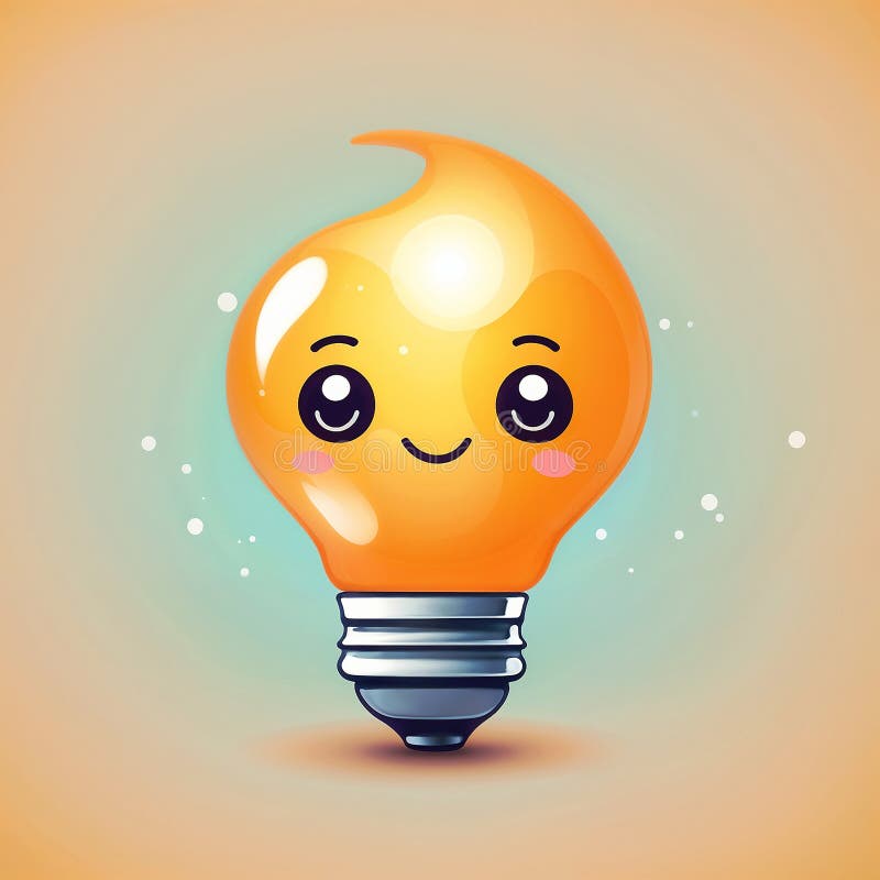 Abstract Glow Illustration Light Bulb Cute Character Illustration Stock ...