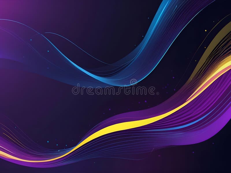 Abstract Glow Line Wave Flow Pattern Gradient Violet Blue and Yellow ...