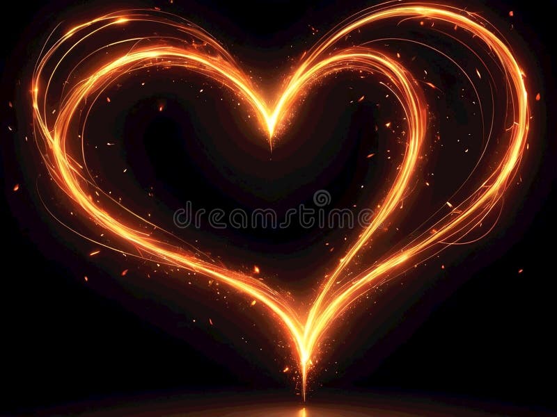 Abstract Glow Magic Light Effect Heart Shape Fire Art Illustration ...