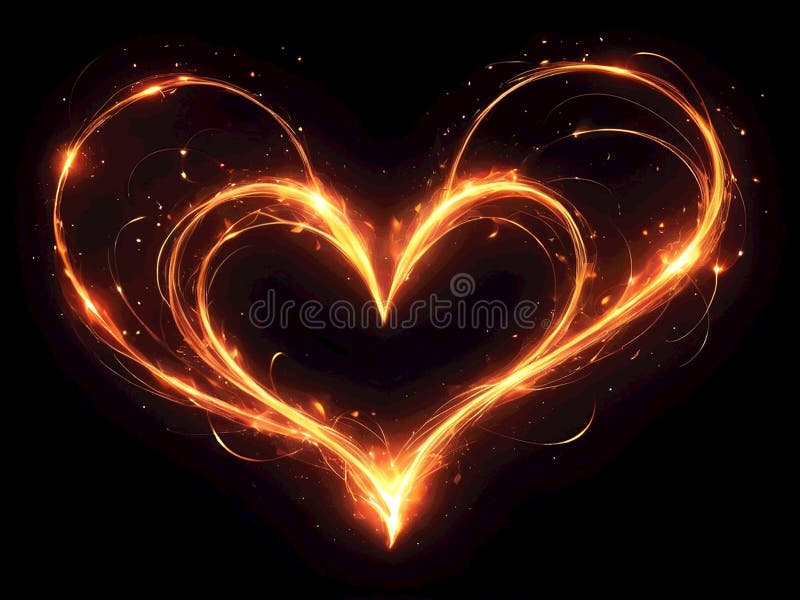 Abstract Glow Magic Light Effect Heart Shape Fire Illustration Art ...