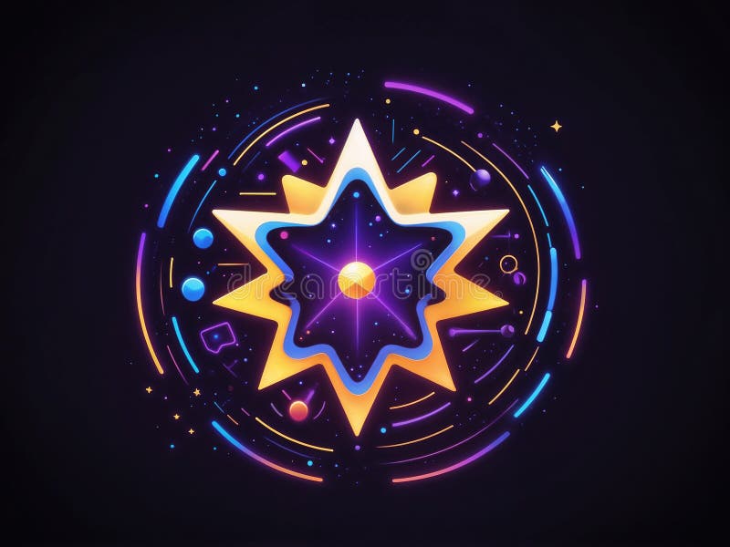 Abstract Glow Modern AI Star Icon Large Data Processing Concept. Icon ...