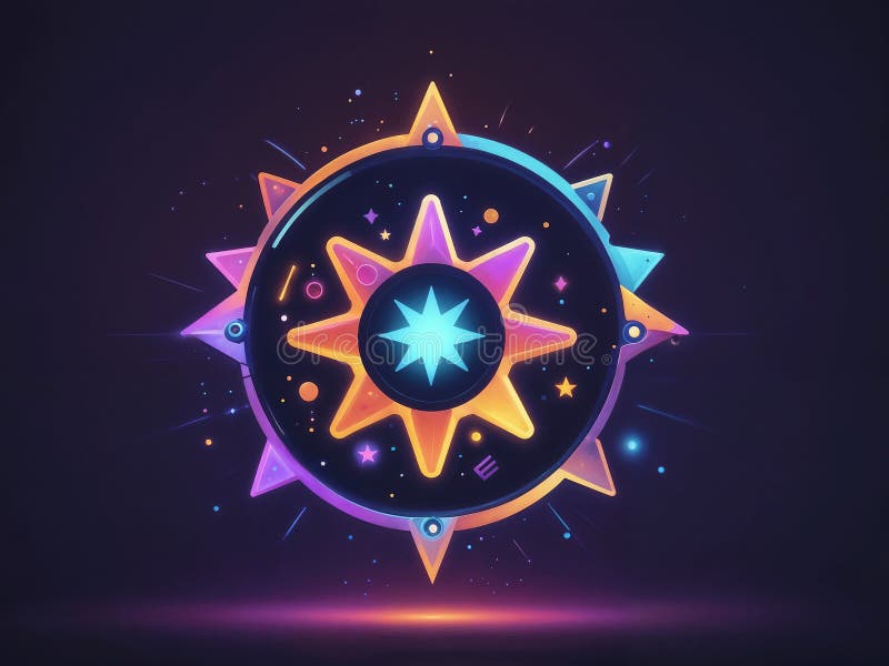 Abstract Glow Modern AI Star Icon Large Data Processing Concept. Icon ...