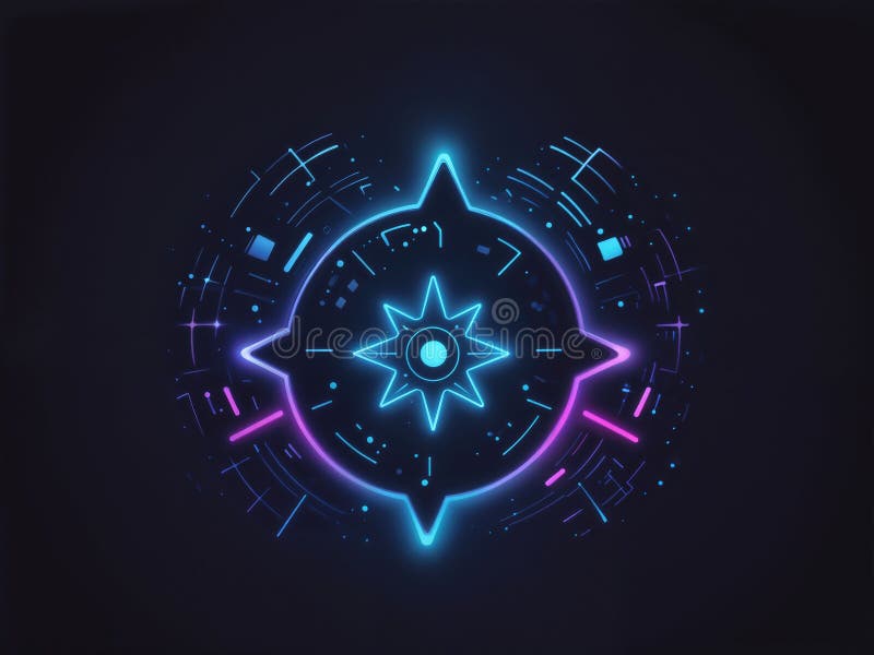Abstract Glow Modern AI Star Icon Large Data Processing Concept. Icon ...