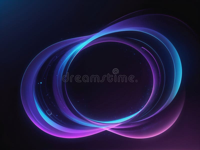 Abstract Glow Modern Circles Lines Wavy in Round Frame Smooth Flowing ...