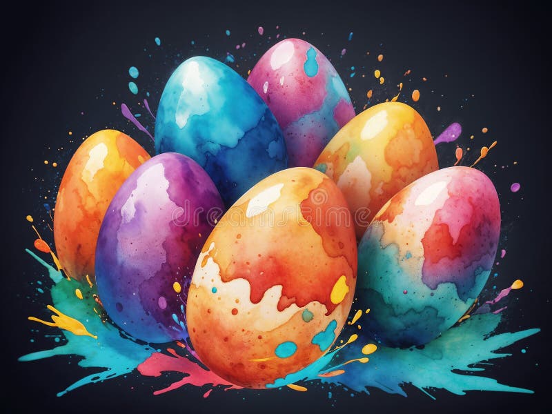 Abstract Glow Modern Happy Easter Card Design with Bright Eggs and ...