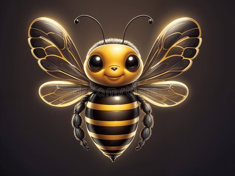 Abstract Glow Modern Illustration of a Cute Bee with Stripes and Wings ...