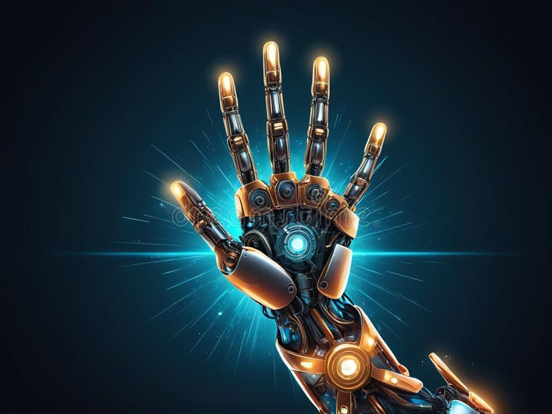 Abstract Glow Modern Technology Style Robot Hand Stock Illustration ...