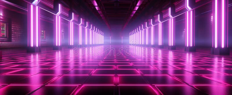 Abstract Glow Synthwave Vaporwave Retrowave Cyber Background. 3d Render ...