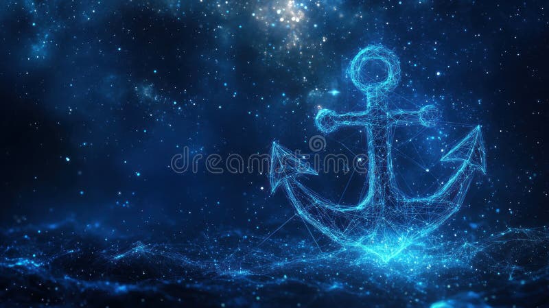Abstract Glowing Anchor in Space, Digital Art Stock Illustration ...