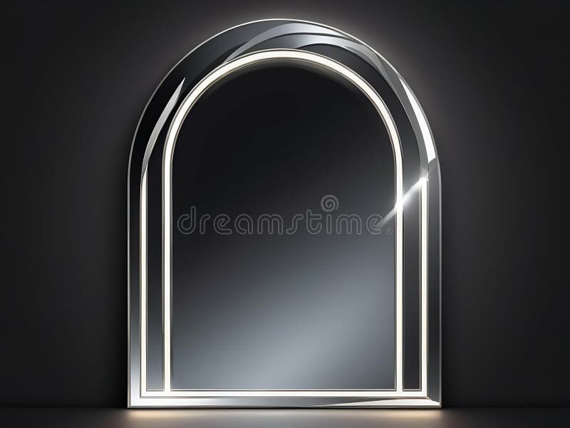 Abstract Glowing Arch Shaped Silver Frame Illustration Isolated Dark ...