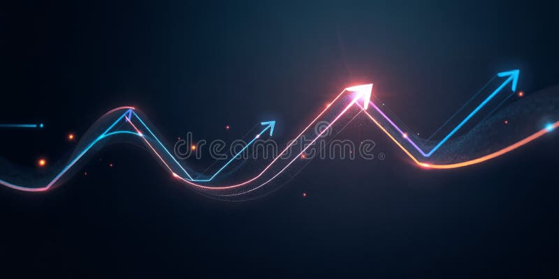 Abstract Glowing Arrows Pointing Upward on a Dark Background Stock ...