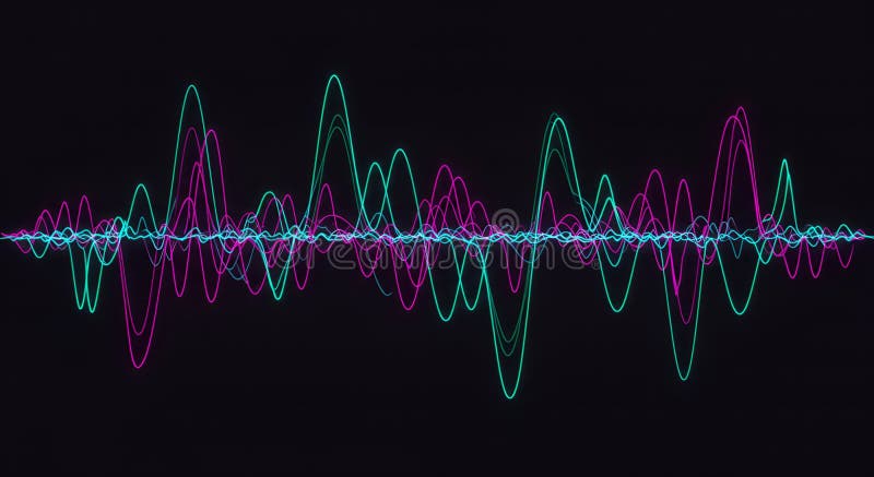Abstract Glowing Audio Waveform Representation on Dark Background ...