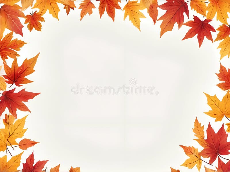 Orange fall leaves border stock photo. Image of nature - 44348462